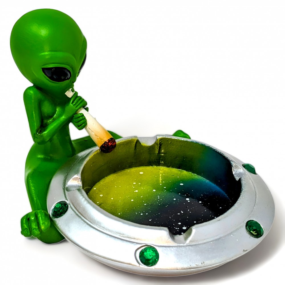 Token Alien on Spaceship Ashtray | Whimsical & Durable | Skygate Wholesale