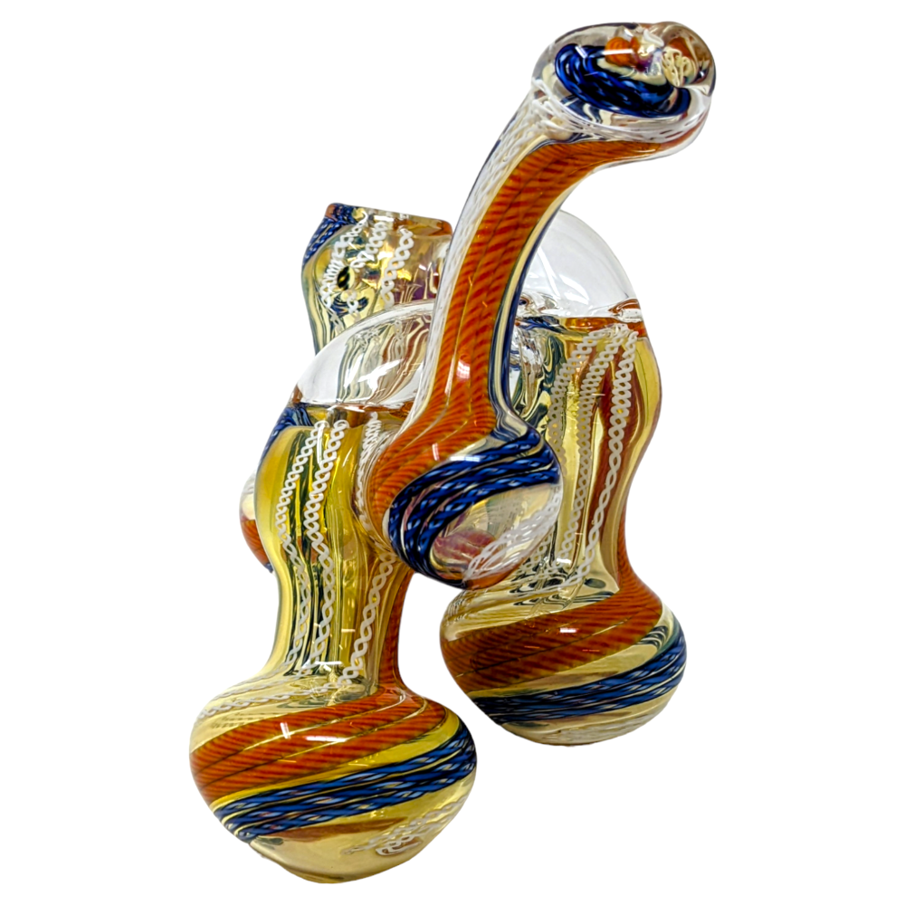6" Silver Fumed Twisted Rope Triple Chamber Bubbler Hand Pipe | Skygate ...