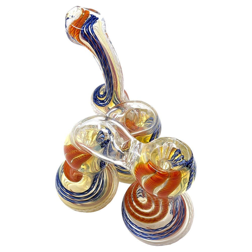 6" Silver Fumed Twisted Rope Triple Chamber Bubbler Hand Pipe | Skygate ...