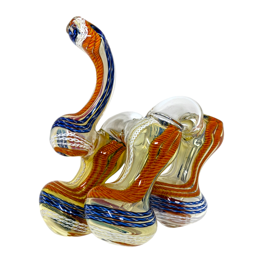 6" Silver Fumed Twisted Rope Triple Chamber Bubbler Hand Pipe | Skygate ...