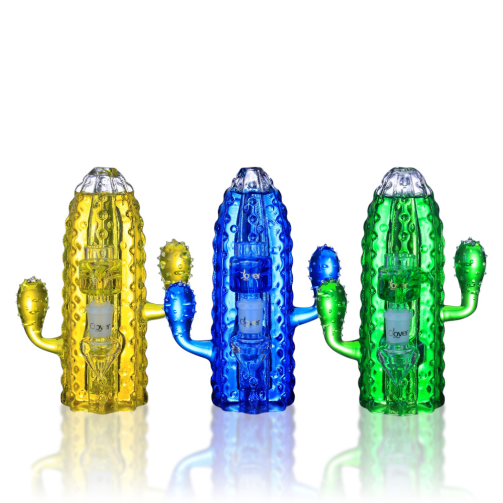 Clover Glass - 7" Glycerin Filled Cactus Water Pipe | Unique Design ...
