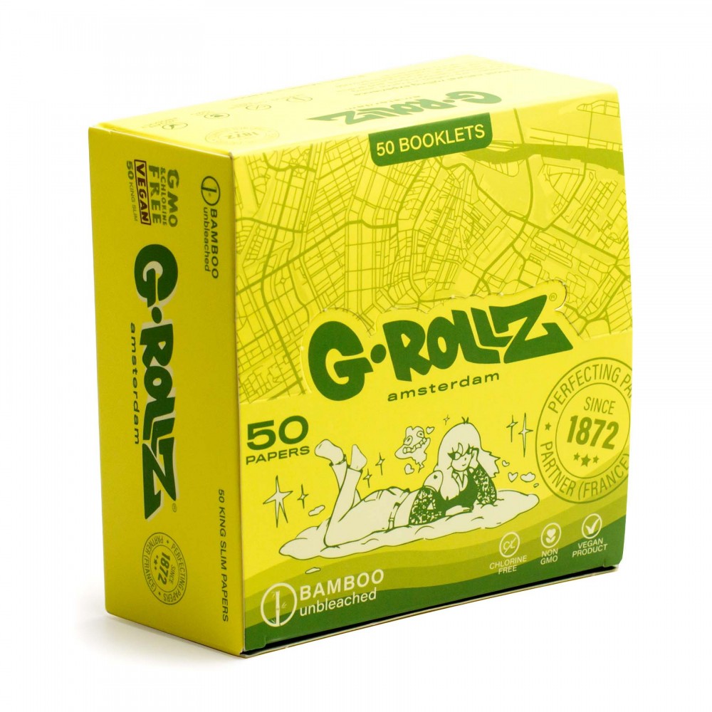 G-ROLLZ | Bamboo Unbleached Rolling Papers - 50ct Display - King Size ...