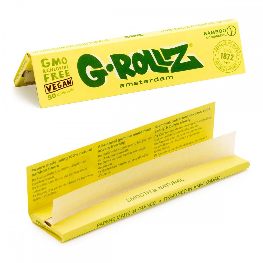 G-ROLLZ | Bamboo Unbleached Rolling Papers - 50ct Display - King Size ...