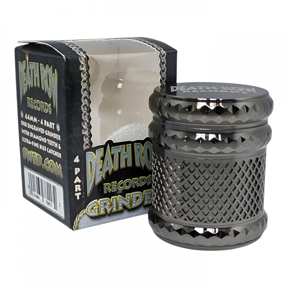 Death Row Records 1.7" 4-Part Zinc Grinder | Gun Metal Gem Grid