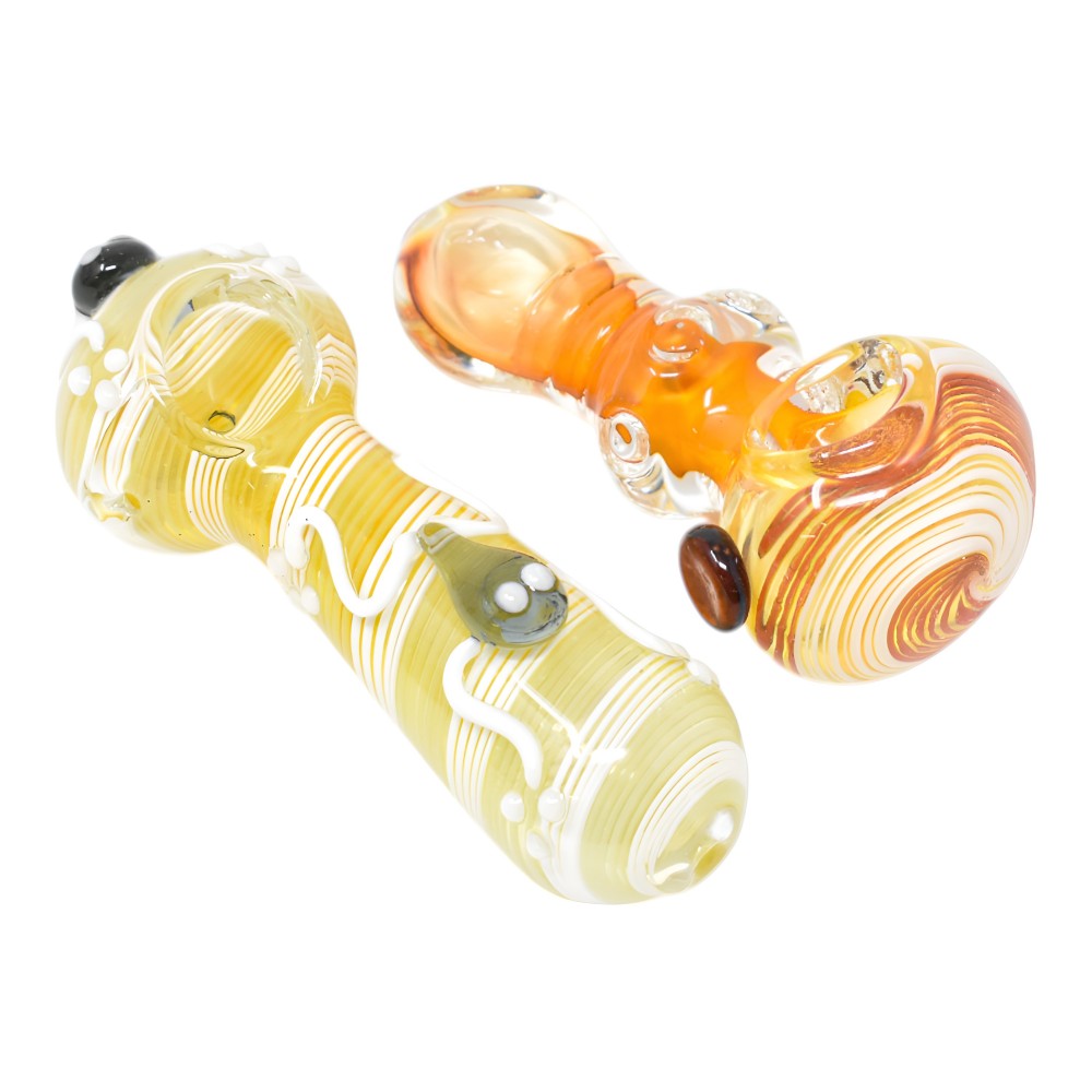 On Point Glass 4" Multi Marble Art Hand Pipes - 12ct Display