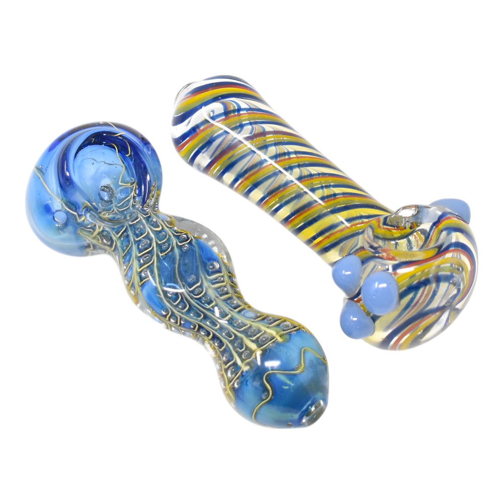 On Point Glass 4" Multi Marble Art Hand Pipes - 12ct Display