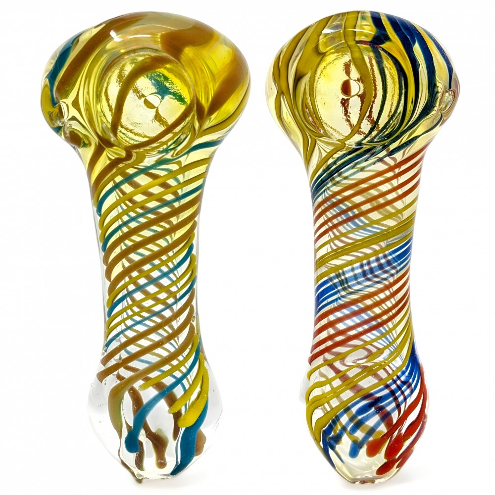 3" Gold Fumed Spiral Twist Hand Pipes 2pk | Skygate Wholesale