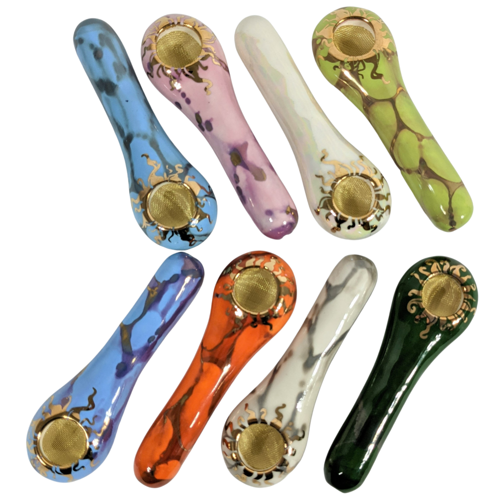 Ancient Creation Ceramic Spoon Hand Pipe - Assorted Colors [ACC3]