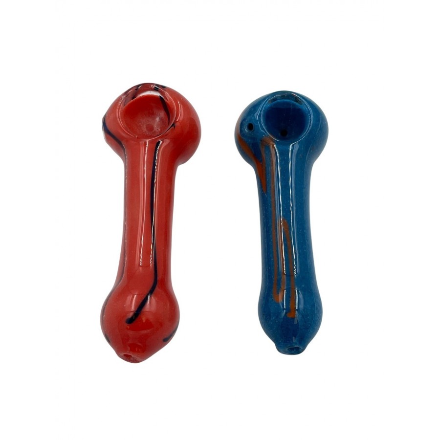 4" Solid Frit With Straight Rod Work Assorted Colors Hand Pipe (Pack of ...