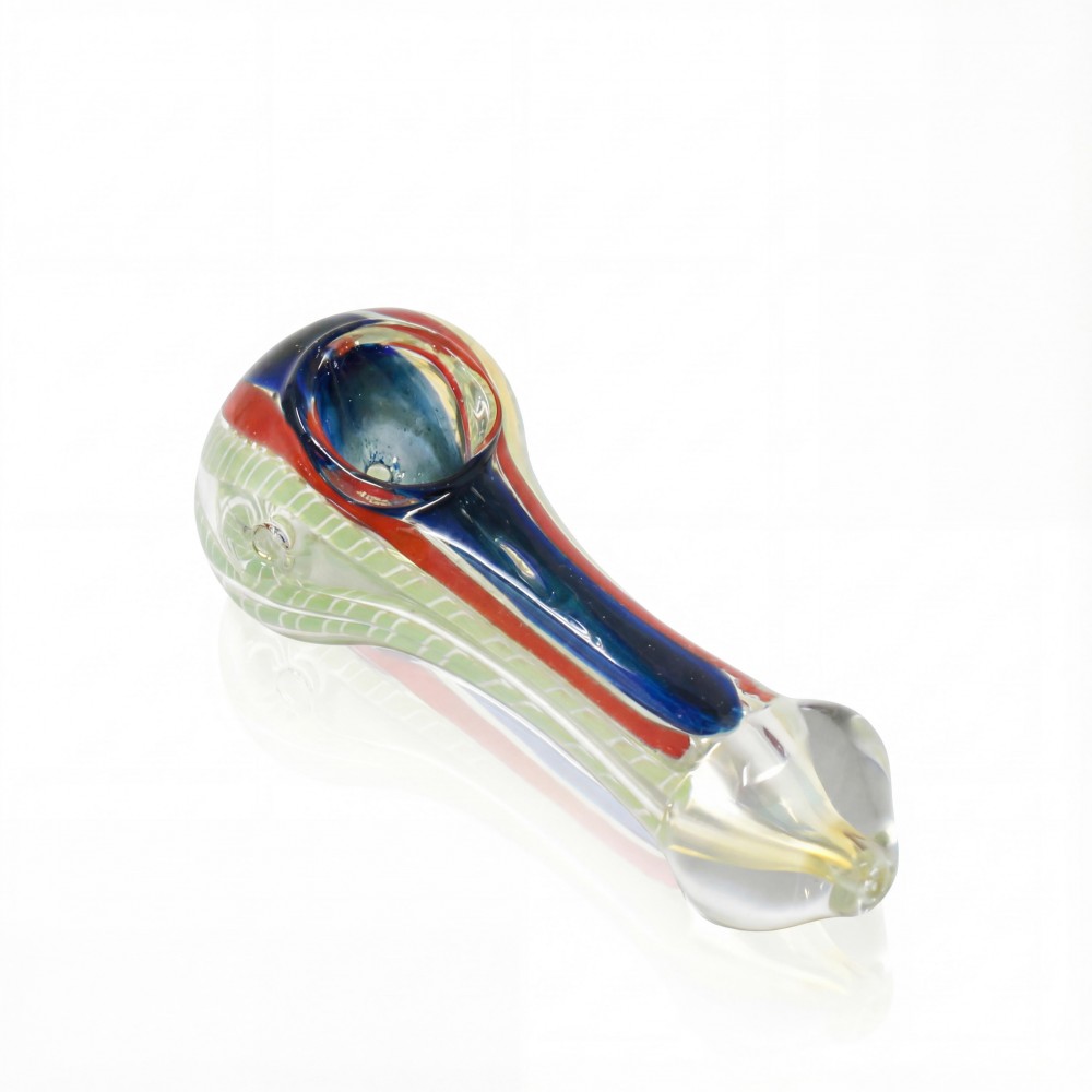 3.5" Gold Fumed Ribbon Stripe Dichroic Hand Pipe – 2ct Pack