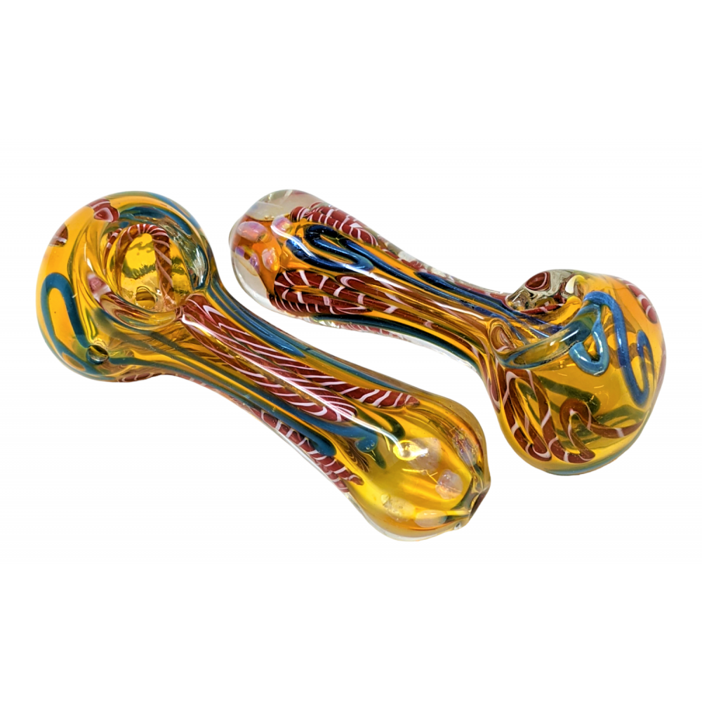 4" Gold Fumed Thick Ribbon Spoon Hand Pipe - Pack of 2 - Skygate Wholesale