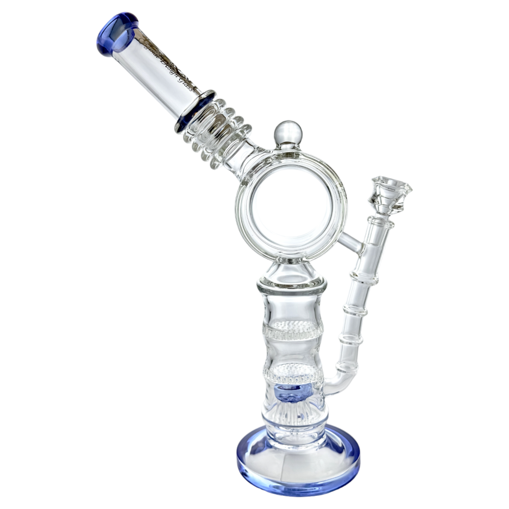 Lookah Glass - 15" Donut Double Honeycomb & Upside Down Tree Perc Water ...