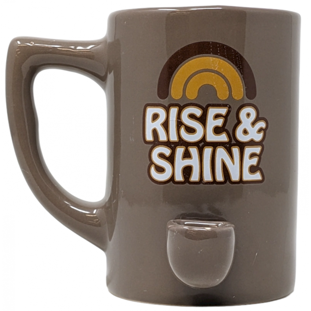 High Point Ceramic Beige Rise & Shine Mug Hand Pipe - [PM008]