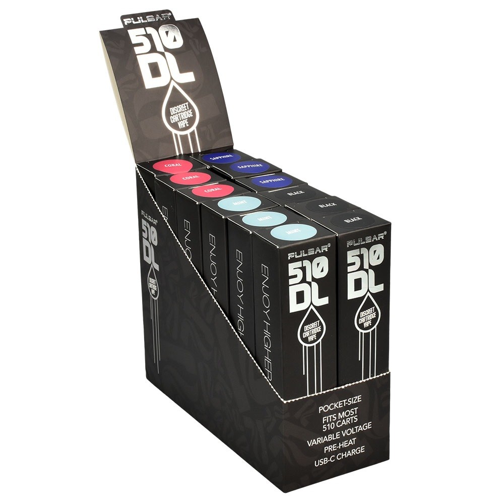 Pulsar 510 DL Vape Battery 320mAh/Asst Colors - 12Pc Display - Long ...