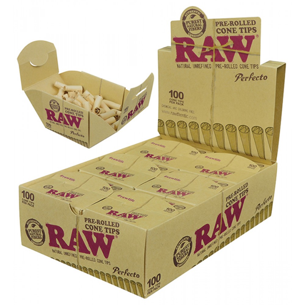 RAW - Pre-Rolled Tips Perfecto Cone 100ct - (Display of 6 ...