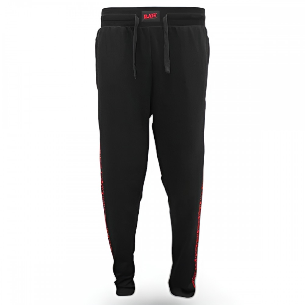 RP x Raw Black Sweatpants with Red Side Logo - Streetwear Essentials