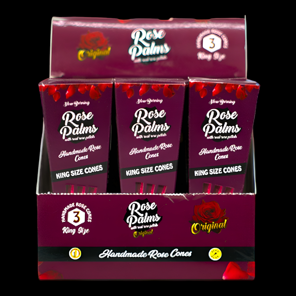 Rose Palms Cones with Rose Petals - 15ct Display | 1 1/4 & King Size ...