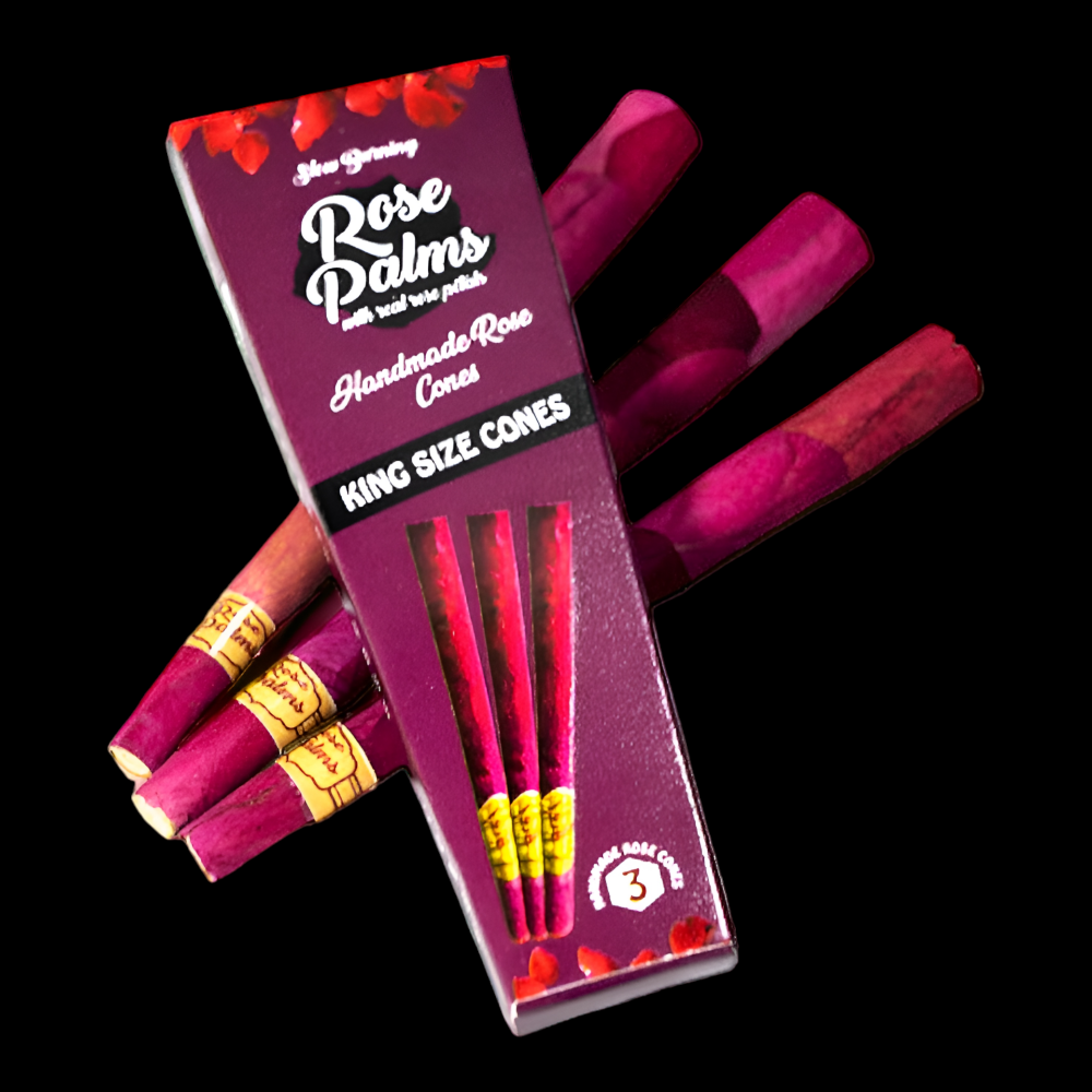 Rose Palms Cones with Rose Petals - 15ct Display | 1 1/4 & King Size ...