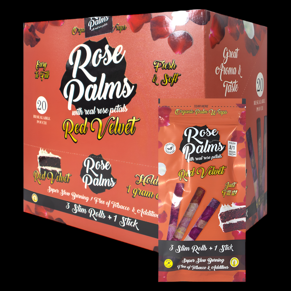 Rose Palms Organic Wraps with Rose Petals - 3 Slim Rolls + 1 Stick ...
