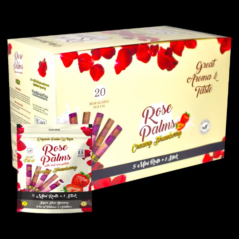 Rose Palms Organic Wraps with Rose Petals - 5 Mini Rolls + 1 Stick ...