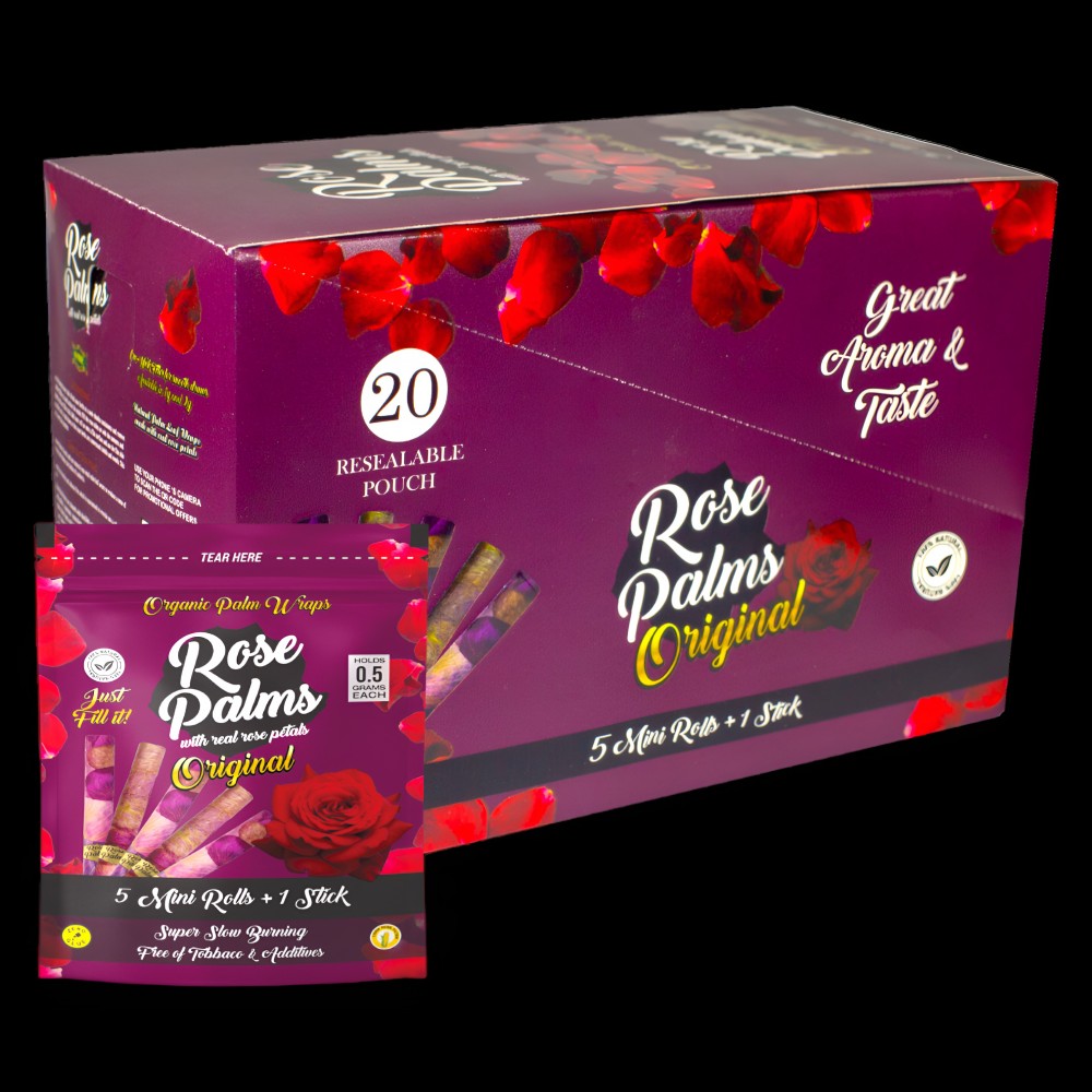 Rose Palms Organic Wraps with Rose Petals - 5 Mini Rolls + 1 Stick ...