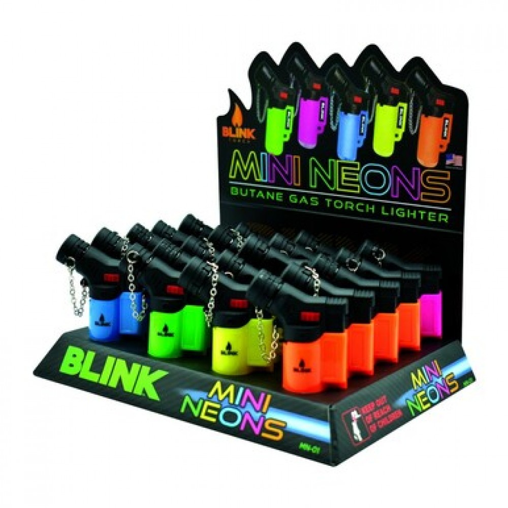 Blink Angle Mini Torch Lighter Neon (Display of 20)