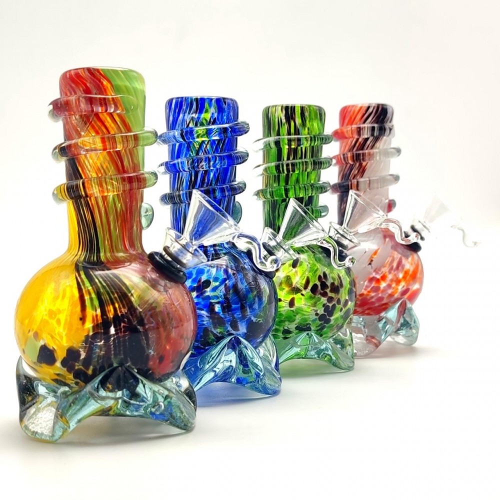 116" Mini Wave Base Color Streak & Dot Soft Glass Water Pipe - Glass On ...
