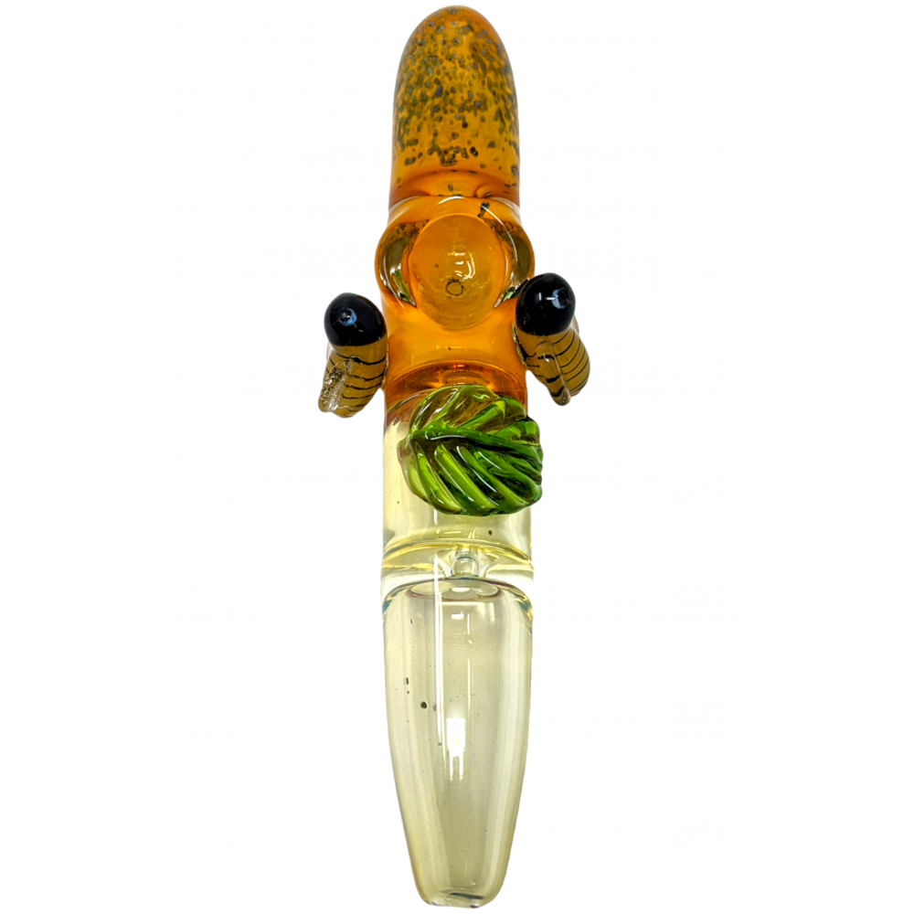 6.5" Silver Fumed Leaf & Honeybee Triple Pinch Steamroller Hand Pipe ...