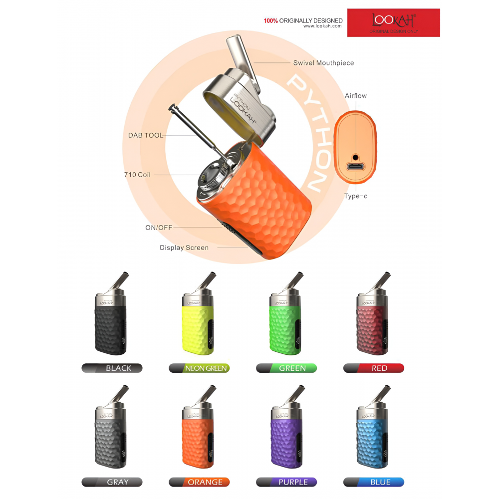 Lookah Python 650mAh Variable Voltage Vaporizer Kit | 710 Quartz Coil ...