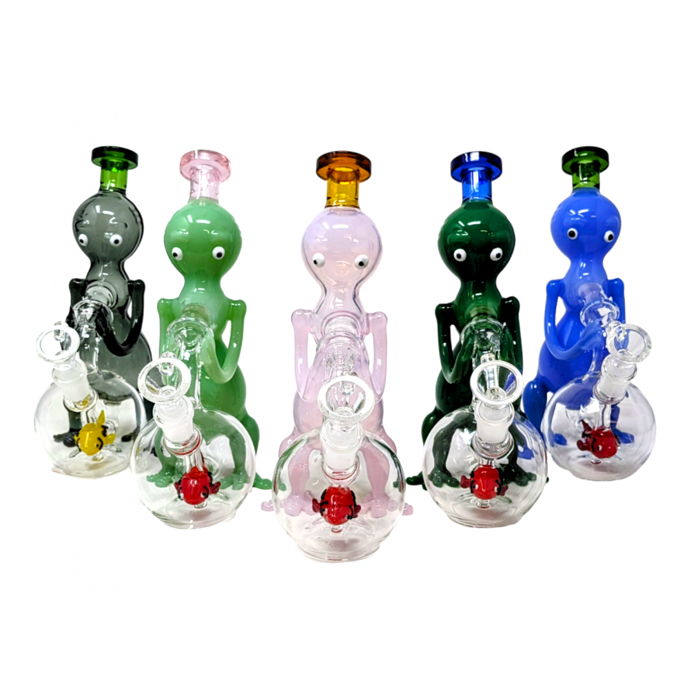 8" Alien with Fish Perc in a Ball Water Pipe | Skygate Wholesale