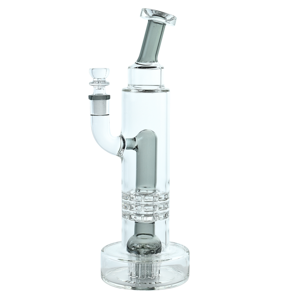 11" Reinforced Dual Perc Water Pipe | Glass Bong | Sky Gate Wholesale