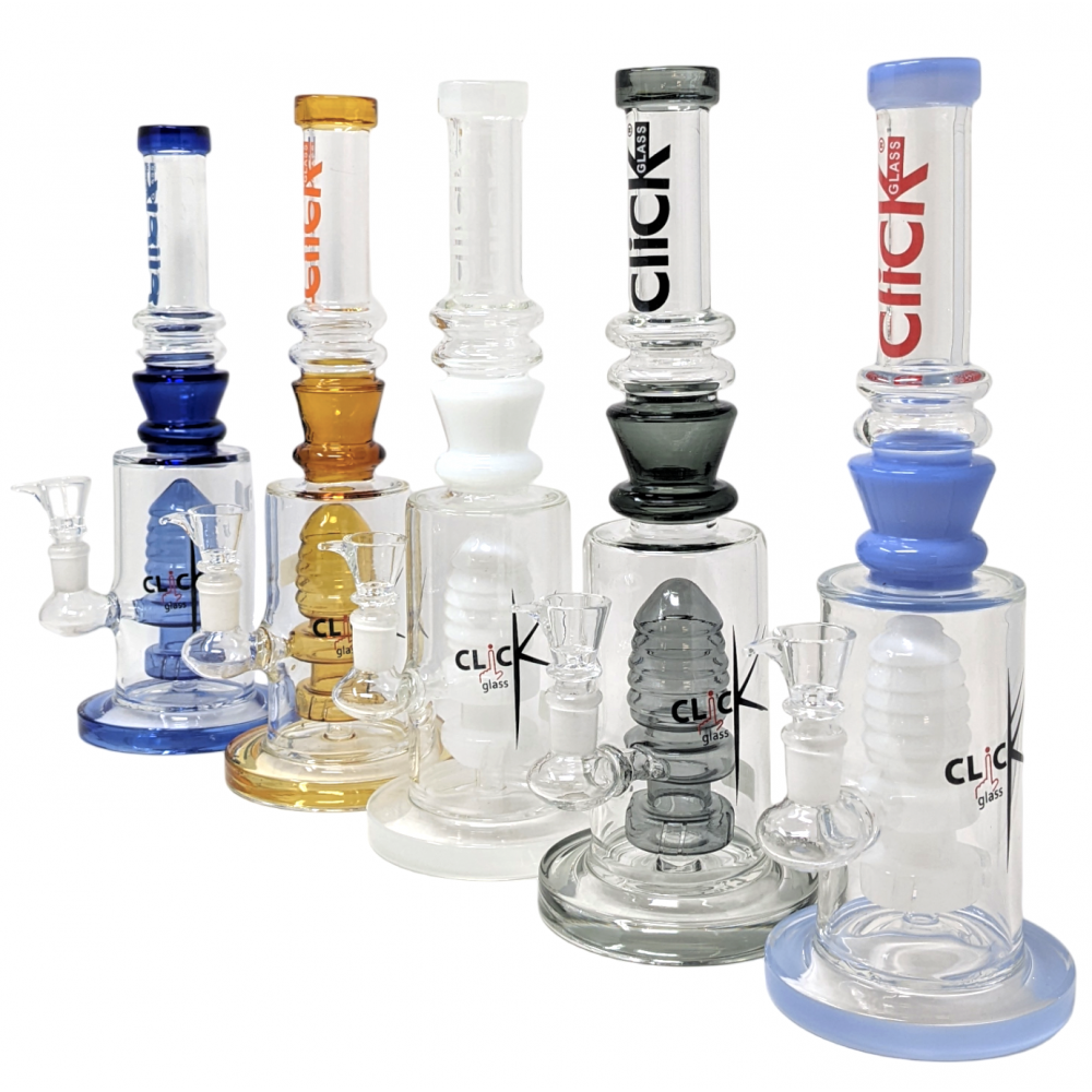 12" Click Glass Shower Perc Water Pipe - Premium Quality Smoking Accessory