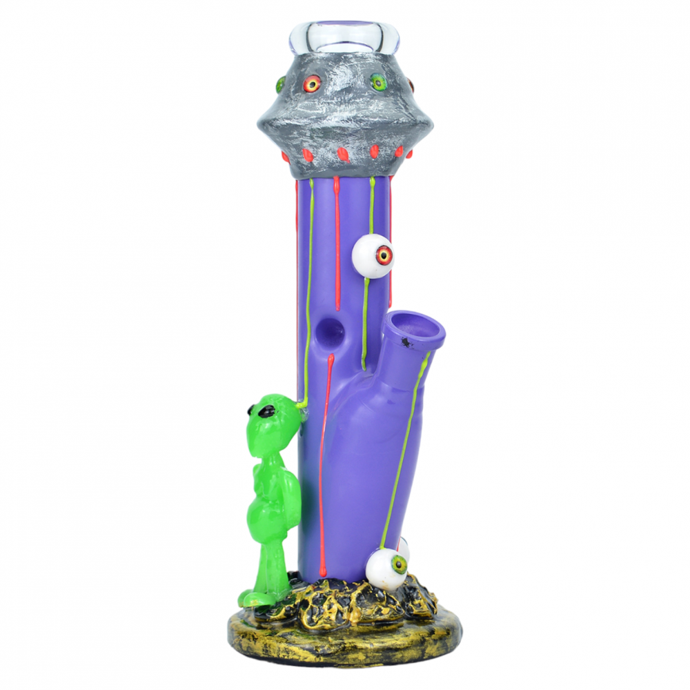 10" Alien Adventure Straight Bong | Glow in the Dark | Unique Design