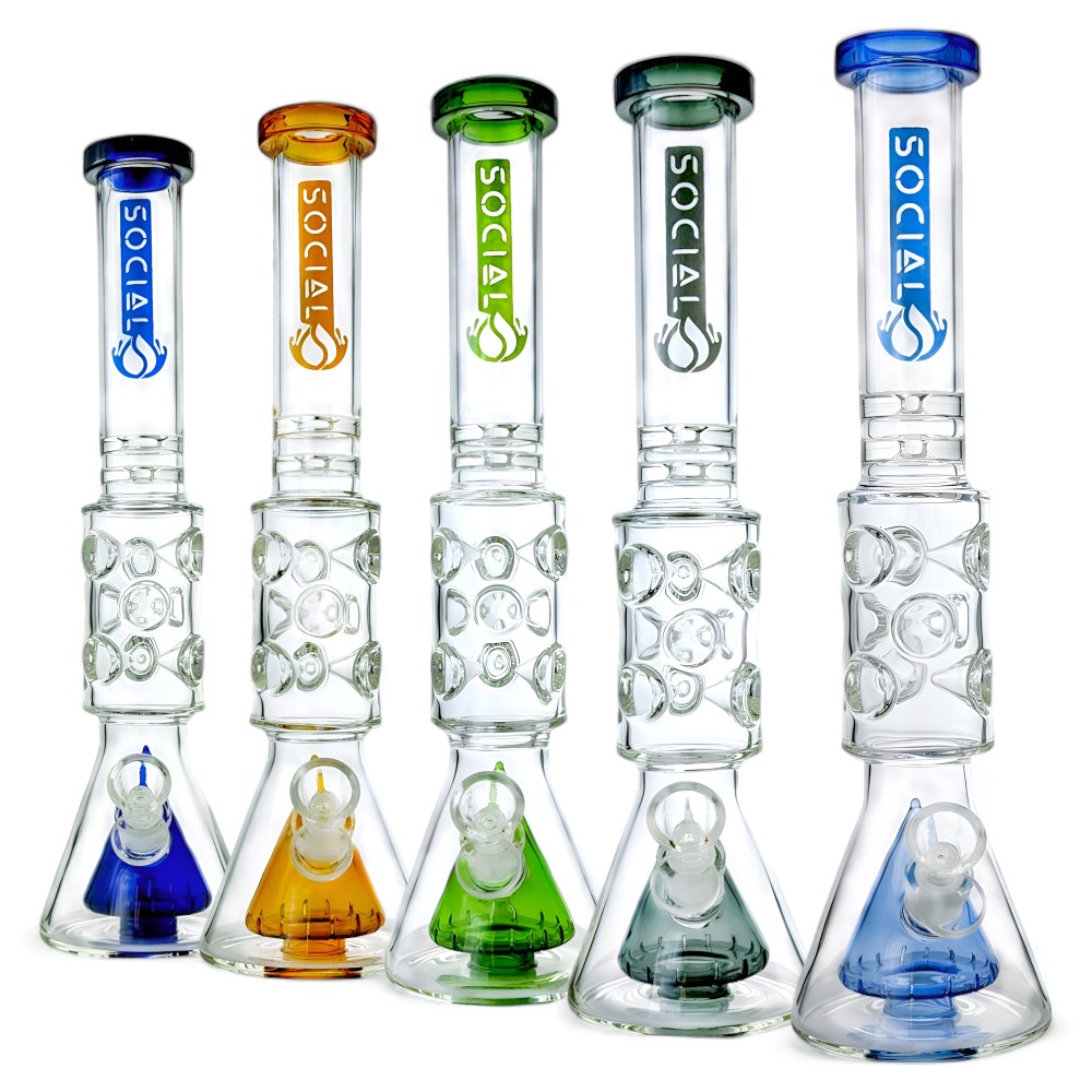 Social Glass 14" Nyx Coil Perc Ice Pinch Beaker Water Pipe | Skygate ...