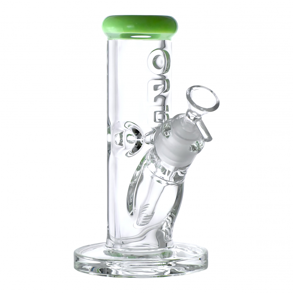 On Point Glass 8" 9mm Logo Embossed Ice-Pinch Straight Tube Water Pipe