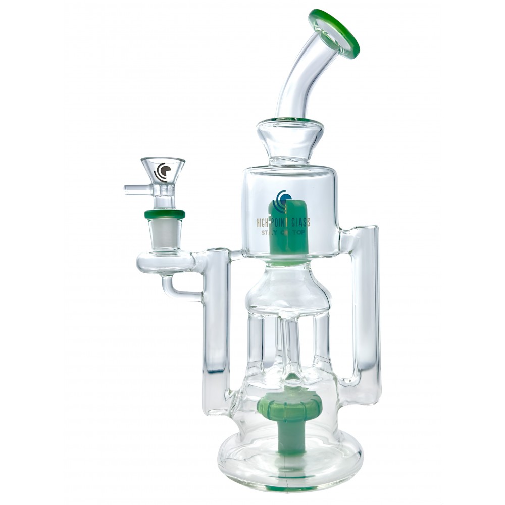 High Point Glass 10" 5mm High Tech Pod Shower Head Perc Recycler Water ...