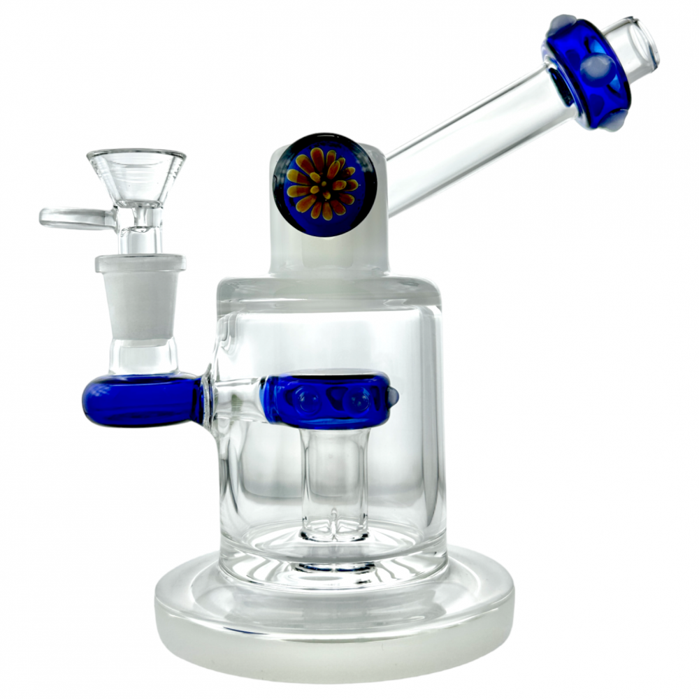 6.5" Curvaceous Flask W/ Shroom Perc Side Car Water Pipe